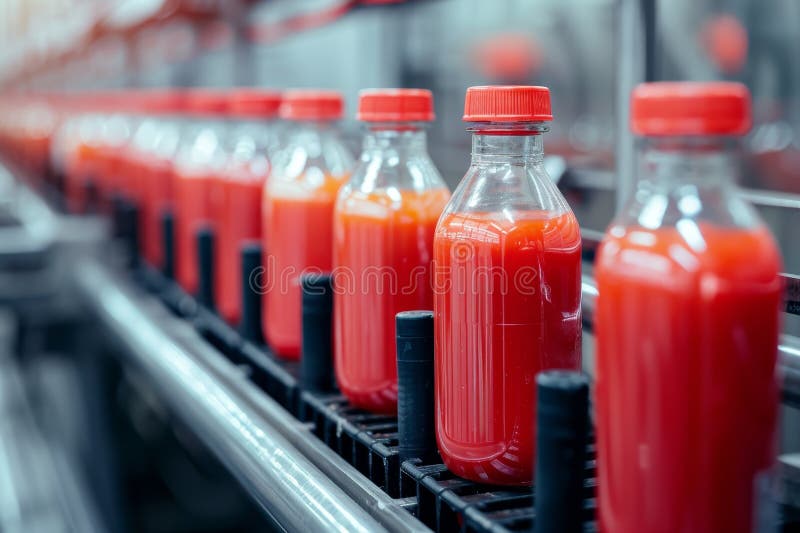 Streamlined Ketchup Bottling Process in a Factory for Efficient ...