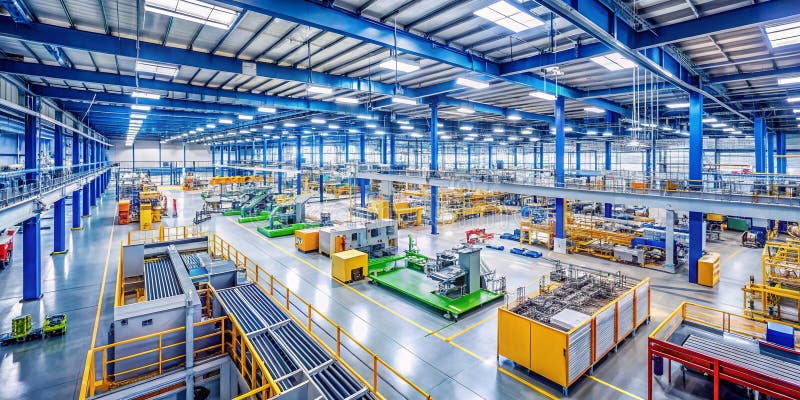 Streamlined Manufacturing Process Aerial View of a Modern Optimized ...