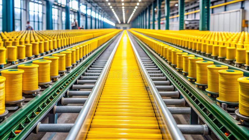 A Streamlined Manufacturing Process Industrial Conveyor Belt Transports ...