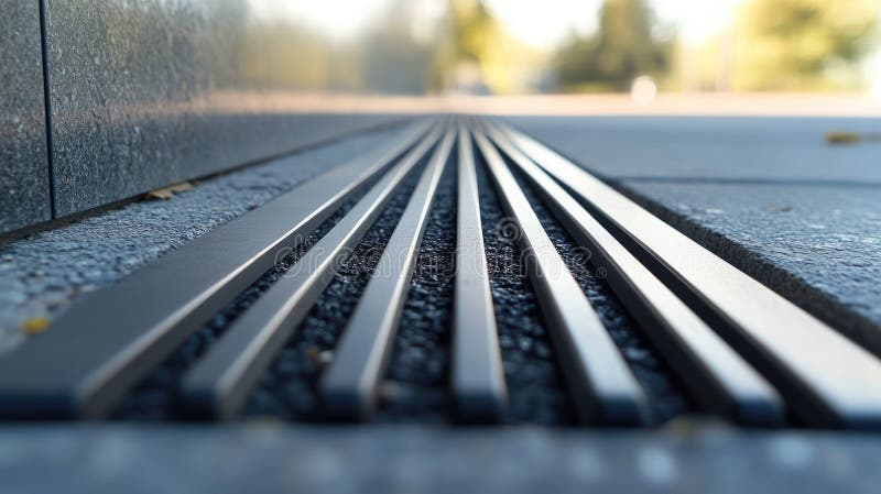 Streamlined Metal Grating in an Urban Environment Stock Image - Image ...