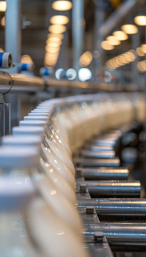 Streamlined Milk Bottling Assembly in a Modern Factory for Enhanced ...