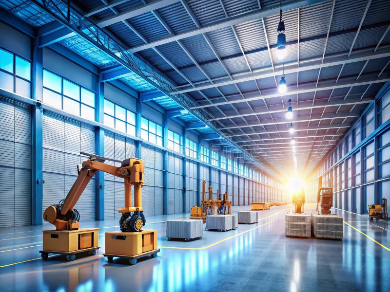 Streamlined Modern Robotic Warehouse Efficient Industrial Logistics ...