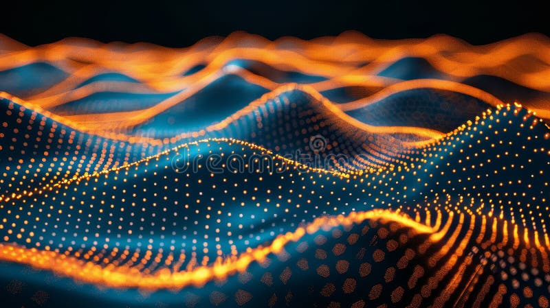 Streamlined Network Connection Wave of Particles Symbolizing ...