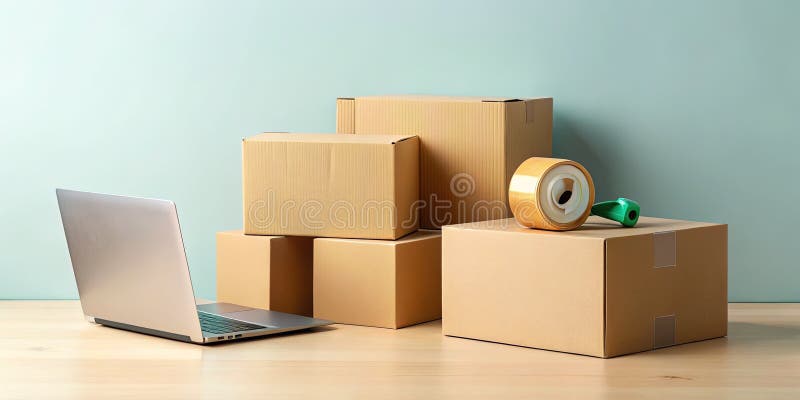 Streamlined Parcel Packing Minimalist Office Setup for Efficient ...