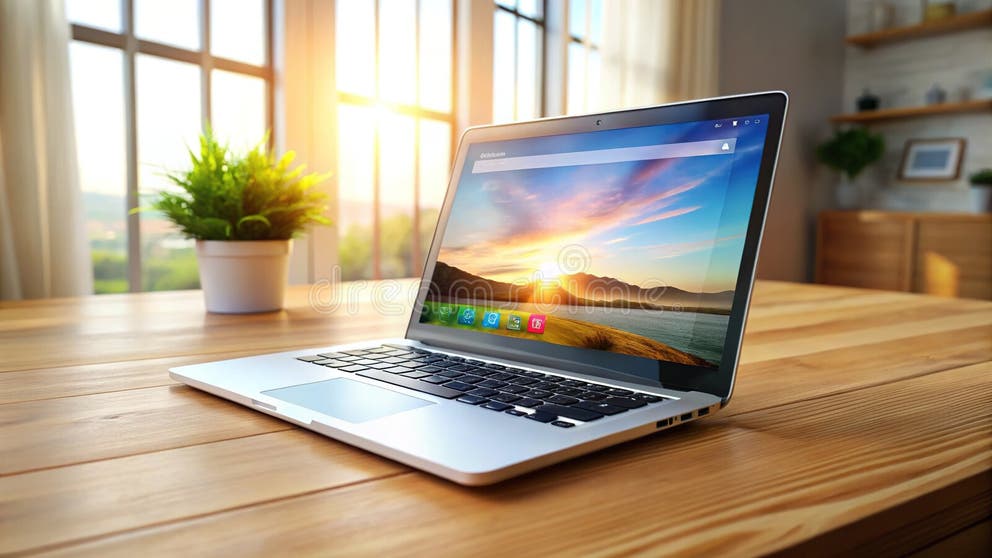 Streamlined Productivity Modern Laptop with Open Browser Window ...