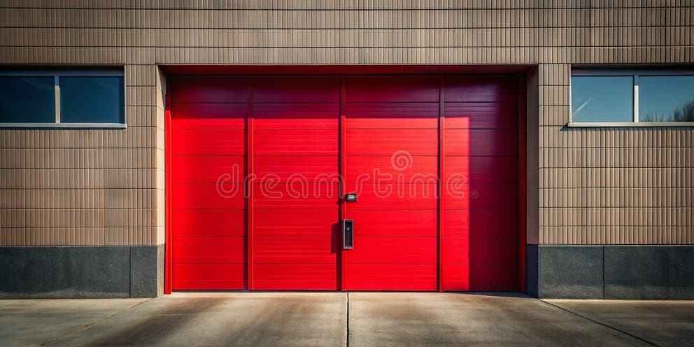 Streamlined Red Emergency Exit Door for Modern Fire Stations a ...