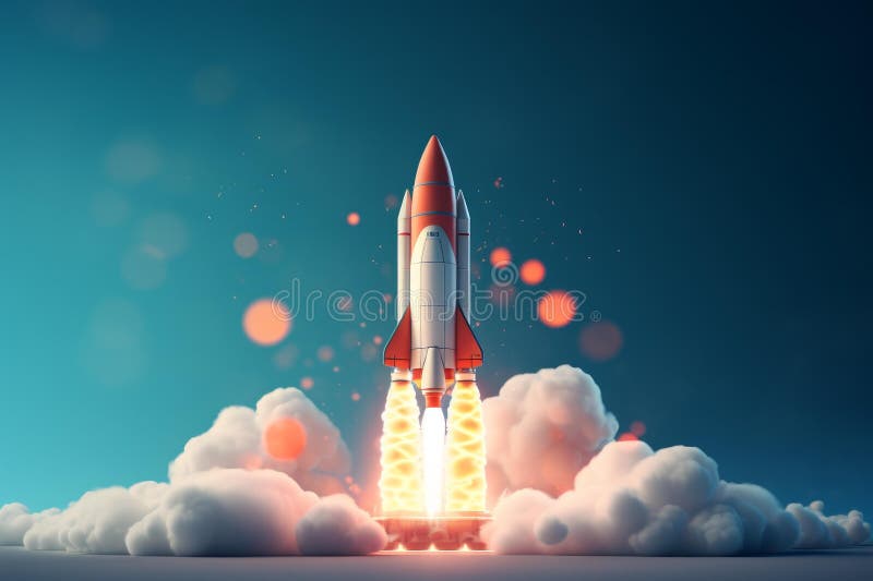 Streamlined Rocket Launch Minimalistic. Generate Ai Stock Illustration ...