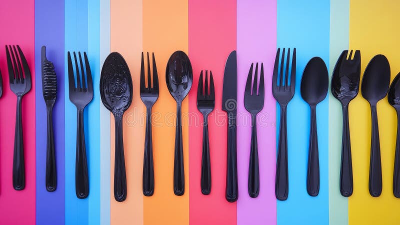 A Streamlined Set of Essential Dining Utensils and Chef Hat Icons in a ...