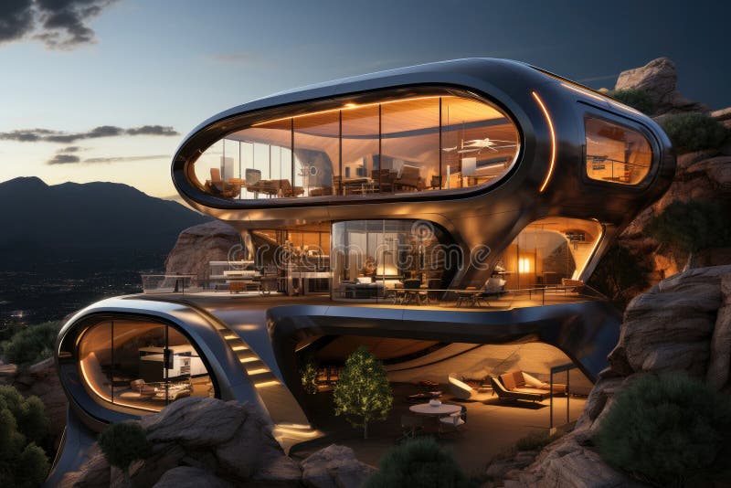 Streamlined Shapes of the Exterior of the House of the Future Stock ...