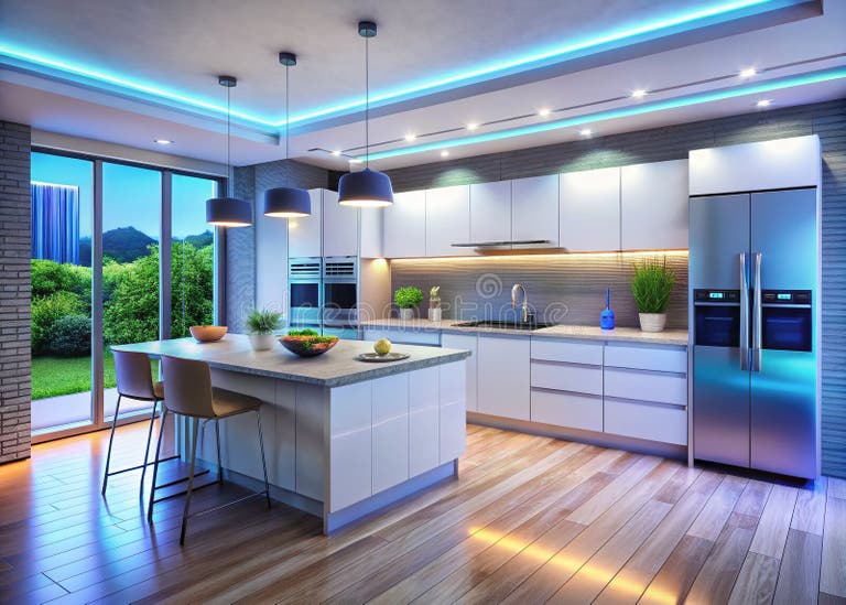 Streamlined Smart Kitchen Design Integrated Appliances Sleek Surfaces ...