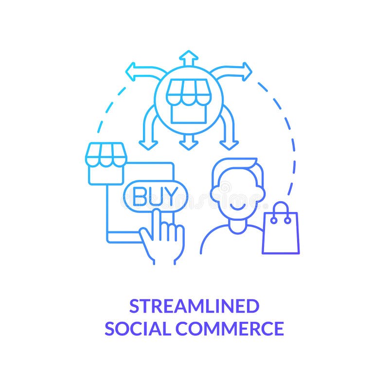 Streamlined Social Commerce Blue Gradient Concept Icon Stock Vector ...