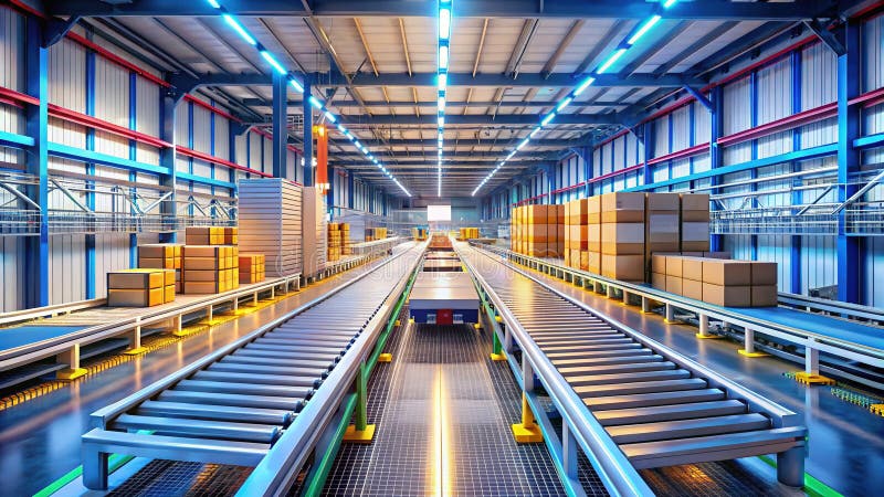 Streamlined Spare Parts Logistics Automated Conveyor System in a Modern ...