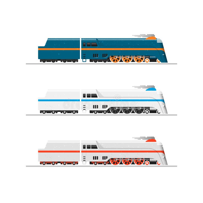 Streamlined Steam Locomotive. Side View Stock Vector - Illustration of ...