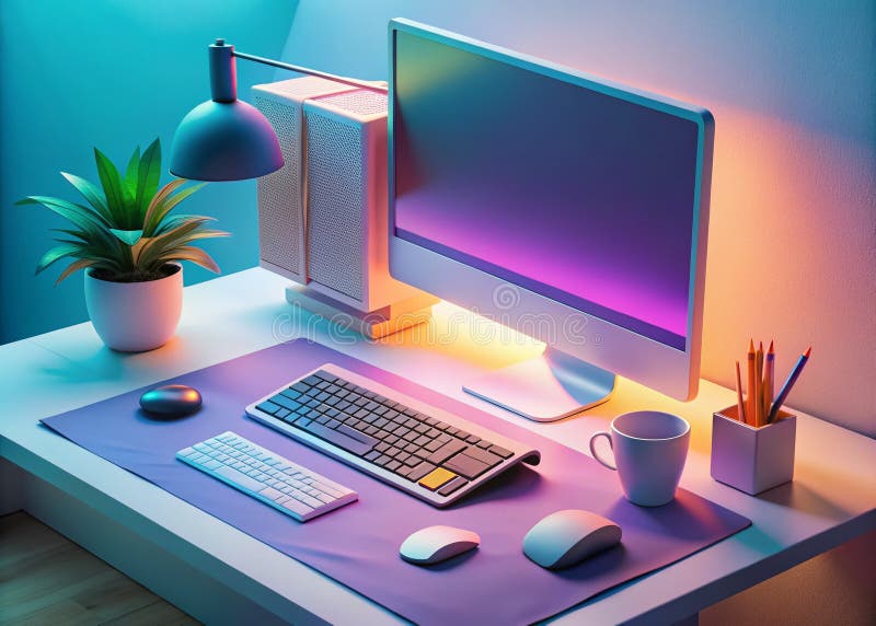 Streamlined Stylish Home Office Setup a Minimalist Desk Computer ...