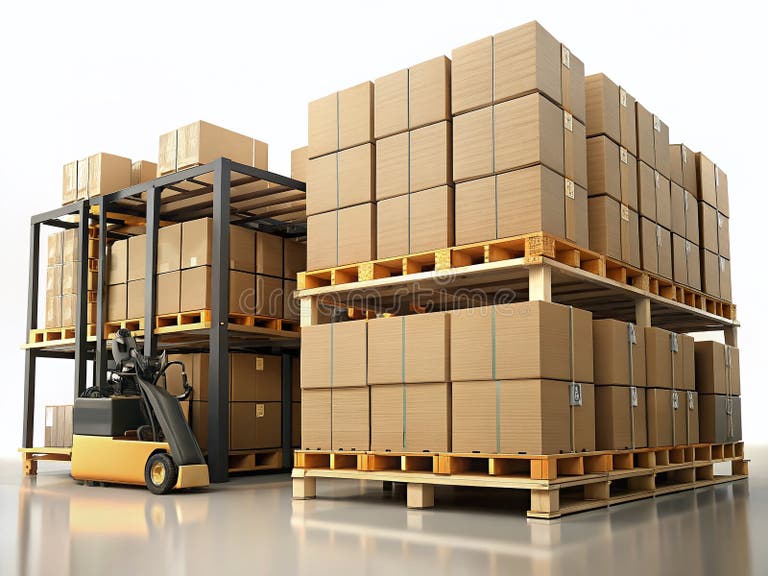 Streamlined Warehouse Operations Perfectly Stacked Moving Boxes on a ...