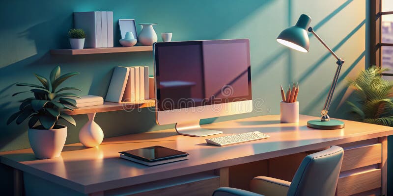 Streamlined Workspace a Modern Minimalist Desk Setup Featuring a Sleek ...