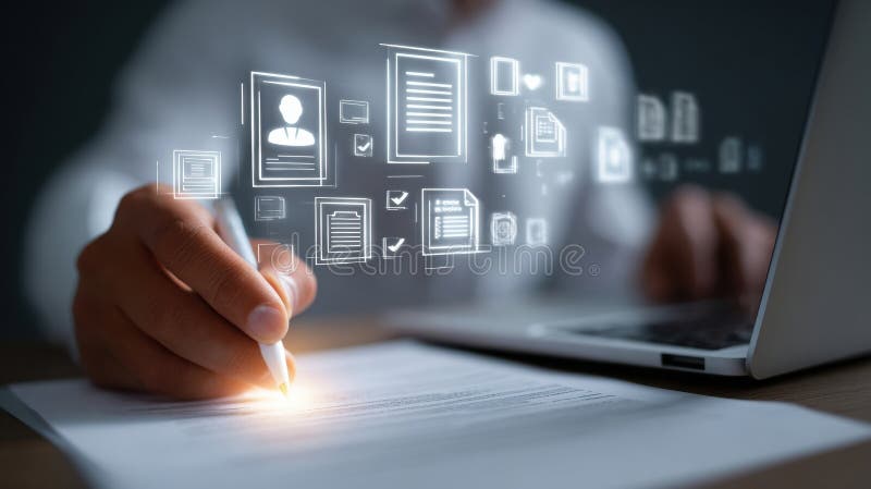 Streamlining Document Management Digital Workflow and Efficiency Stock Illustration ...