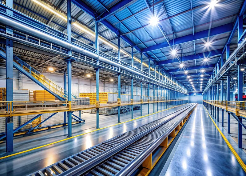 Streamlining Supply Chains a Modern Industrial Warehouse Conveyor ...