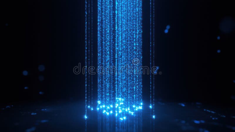Streams of Binary Code Cascade Like a Waterfall, Connecting Glowing ...