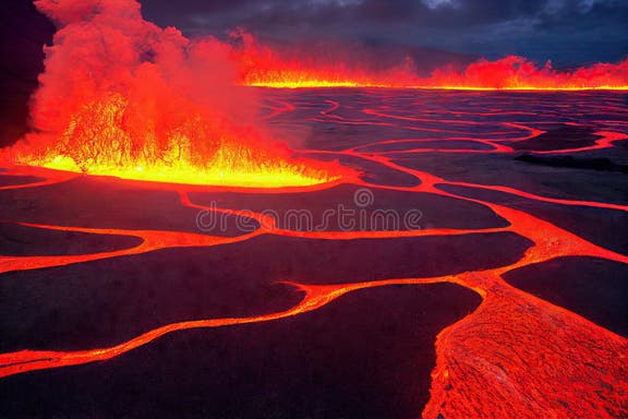 Streams of Burning Lava Texture Spread Over Earth S Surface Stock Photo ...
