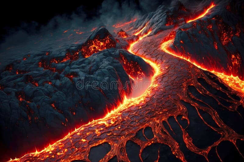 Streams of Burning Lava Texture Spread Over Earth S Surface Stock ...