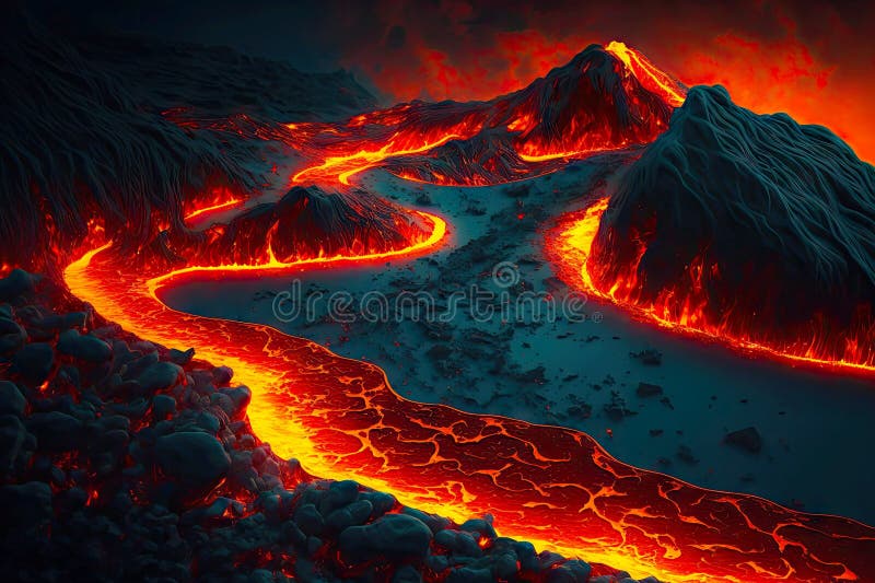 Streams of Burning Lava Texture Spread Over Earth S Surface Stock ...