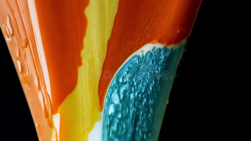 Colorful Paint Mixing Together Flowing Down Creating Abstract Pattern ...