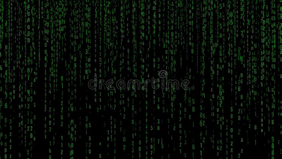 Green Digital Rain Matrix Code on Dark Background Stock Illustration ...