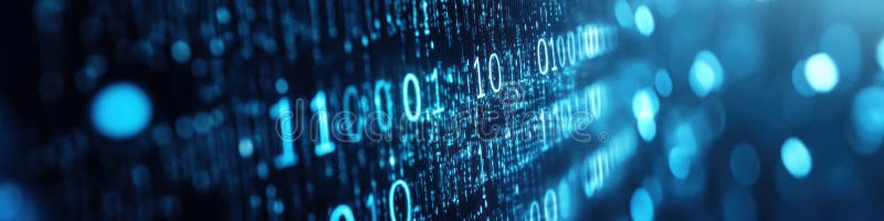 Streams of Glowing Binary Code in Blue Hues Creating a Sci-fi Digital ...