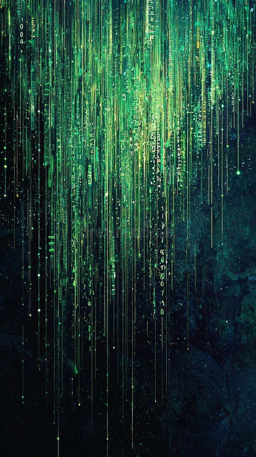 Streams of Numeric Code Cascade Like Rain on a Dark Background, Evoking ...
