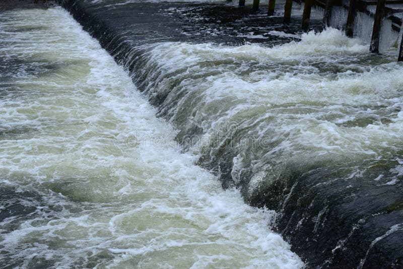 Streams of Water Boil and Foam Rolling Down. Stock Image - Image of ...