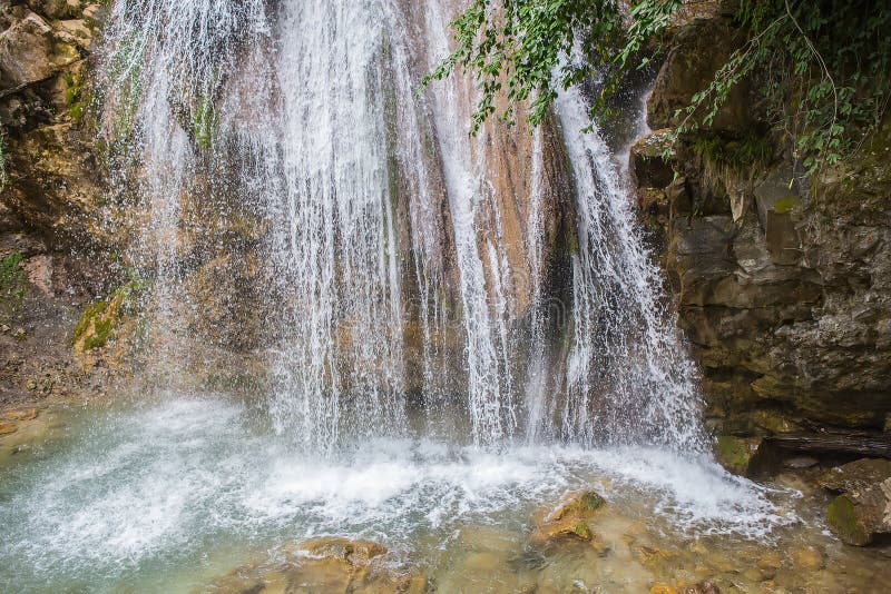 Streams of Water Fall into Lake Stock Image - Image of hill, fall ...