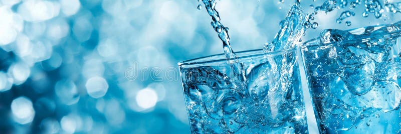 Streams of Water Pouring into a Glass Represent Purity and Freshness ...