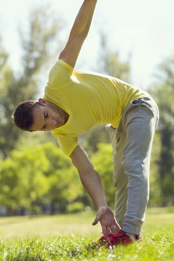 Streching out stock image. Image of caucasian, handsome - 76216851