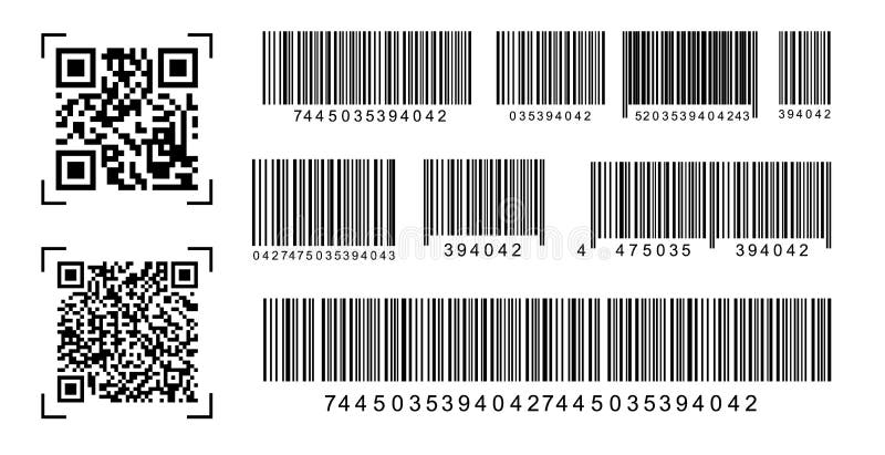 QR-koder Och Barcodes Med Nummer Vektor Illustrationer - Illustration av kodning, digitalt ...