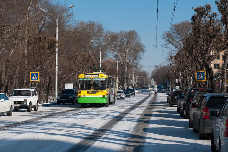Street of Abakan editorial stock image. Image of khakassia - 19198389