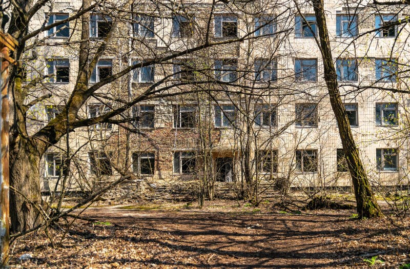 Street of the Abandoned Ghost Town Pripyat. Chernobyl Nuclear Disaster ...