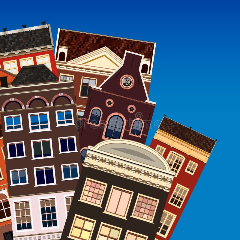 Street of Abstract Old Houses Background Stock Vector - Illustration of ...