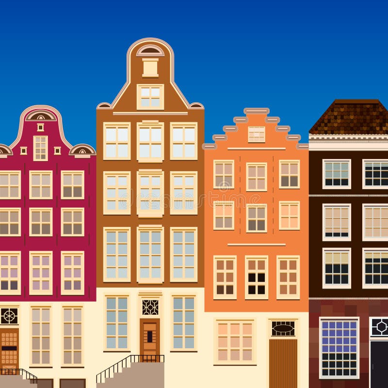 Street of Abstract Old Houses. Vector Background Stock Vector ...