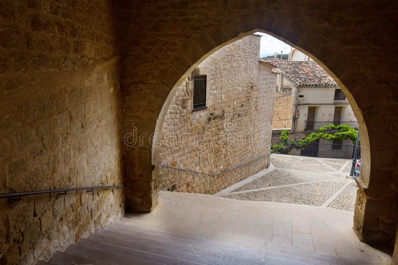 Street with Arch in Calaceite Stock Photo - Image of aragon ...