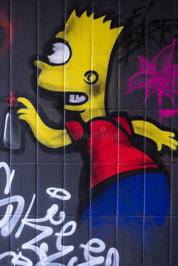 Street Art Bart Simpson Making A Graffiti Germany Editorial Stock Image Image Of Character