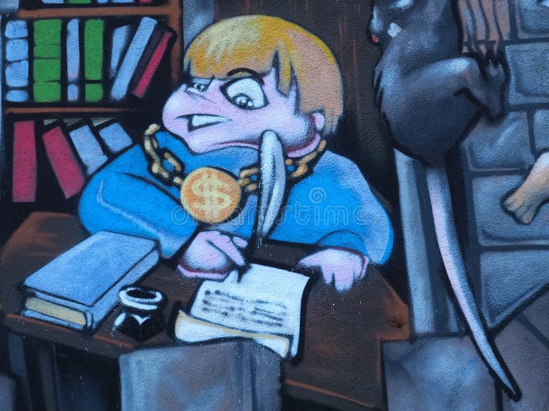 Street Art in Duesseldorf - Graffiti of a Child Learning for School ...