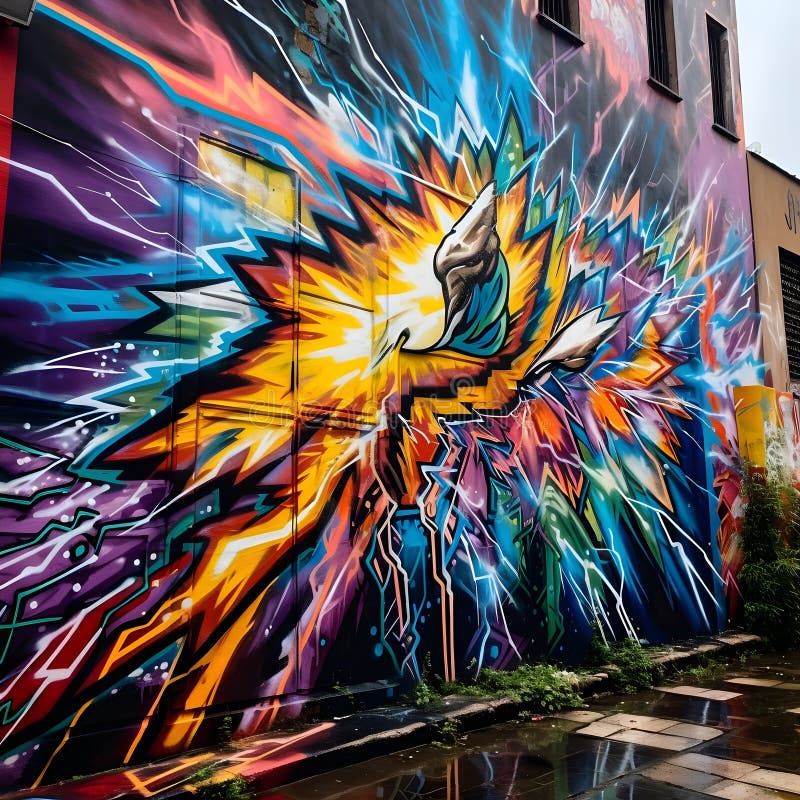 Street Art Murals Graffiti Expression Dynamic Lightning Generative AI ...
