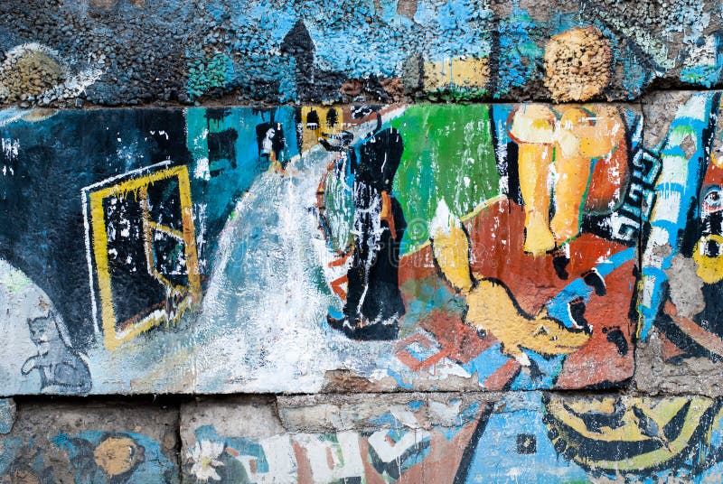 Street Art - Old Graffiti on the Wall Stock Photo - Image of ...
