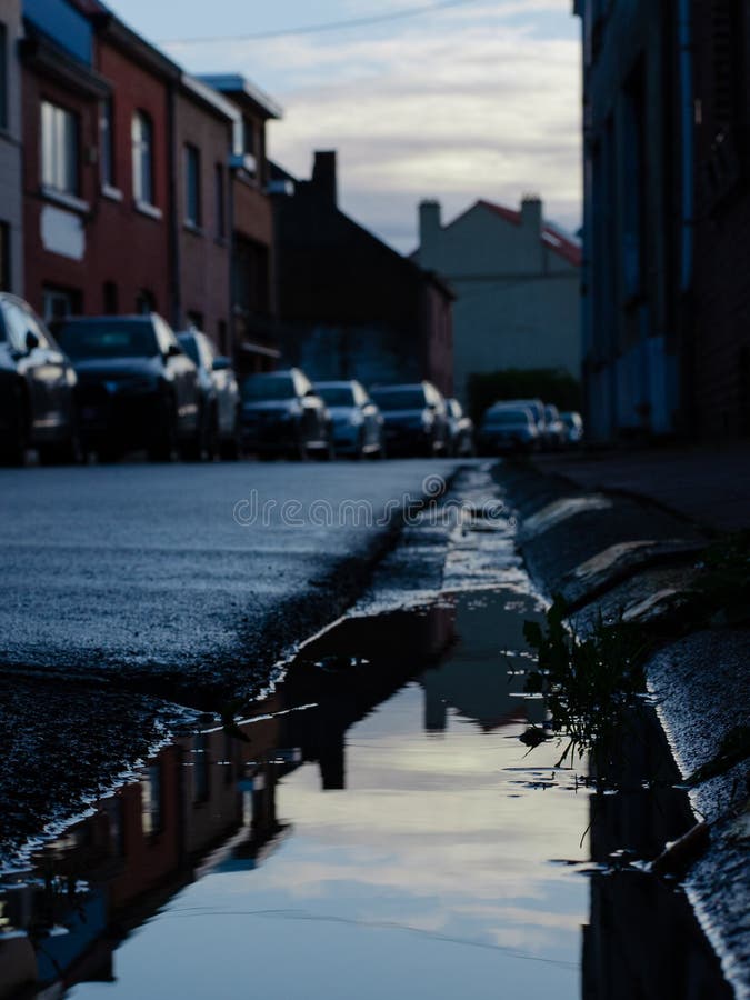 Street Art View Though a Rain Reflection Stock Image - Image of ...