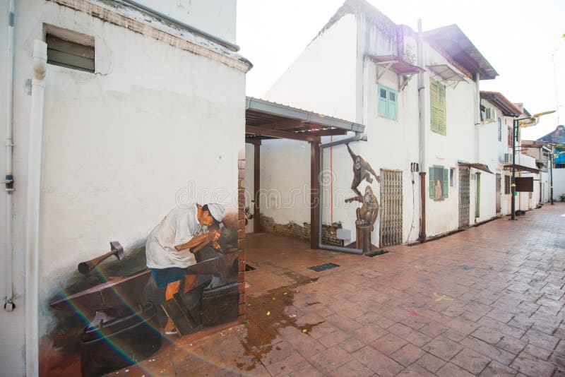 Street Art on the Wall at Melaka Town Editorial Stock Photo - Image of ...