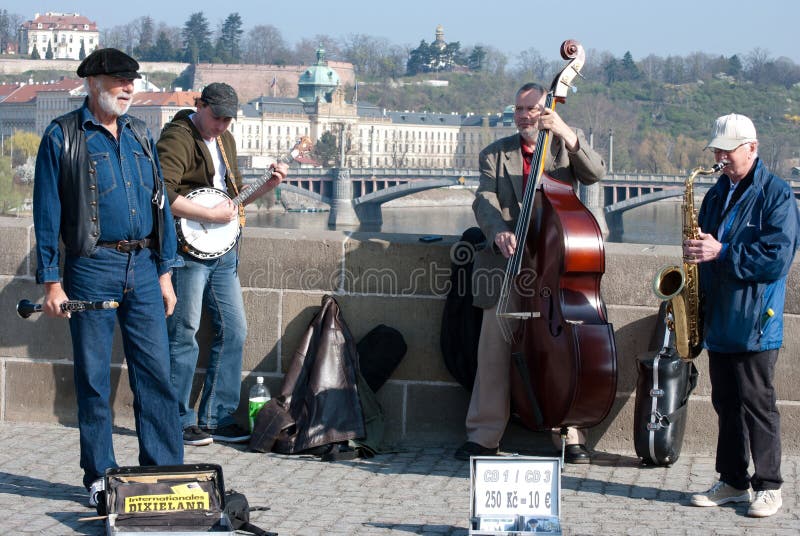 Street Music Band Performing in Prague Editorial Image - Image of ...
