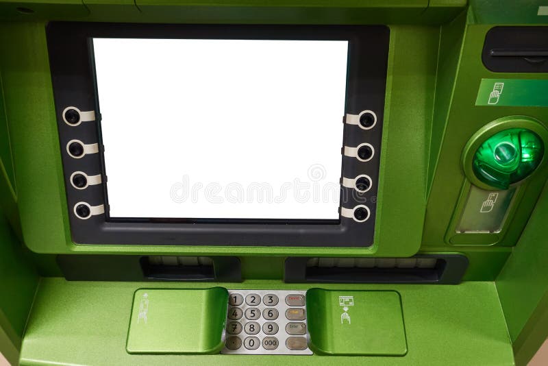 Street ATM Teller Machine with Current Operation. Blank Screen for ...