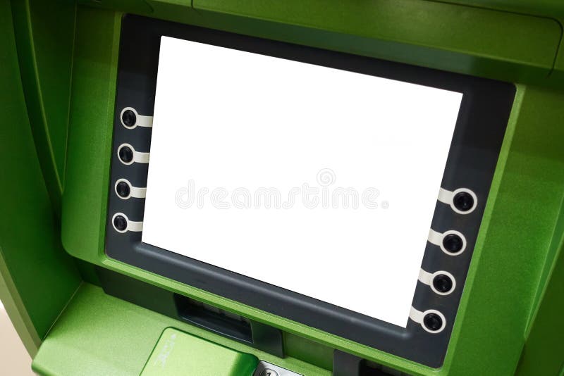 Street ATM Teller Machine with Current Operation. Blank Screen for ...
