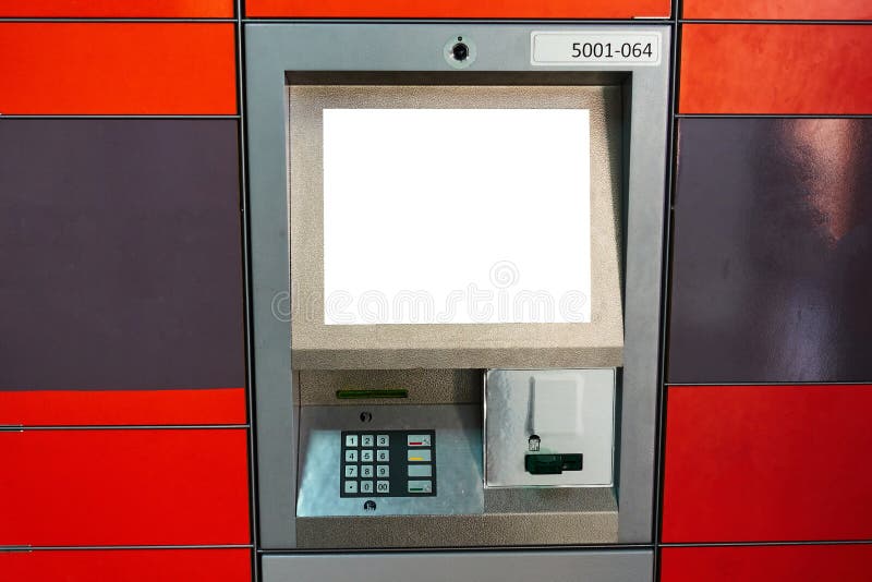 Street ATM Teller Machine with Current Operation. Blank Screen for ...
